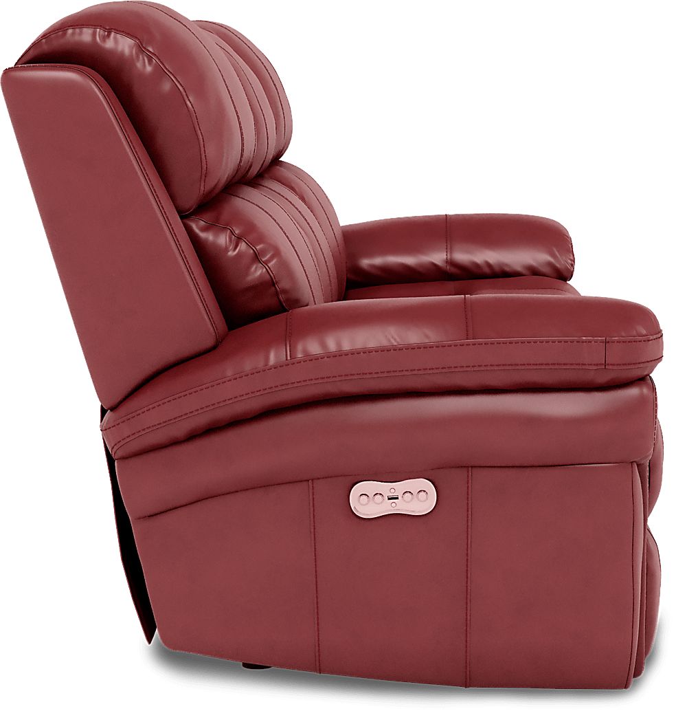 Trevino Place Burgundy Leather Dual Power Reclining Sofa