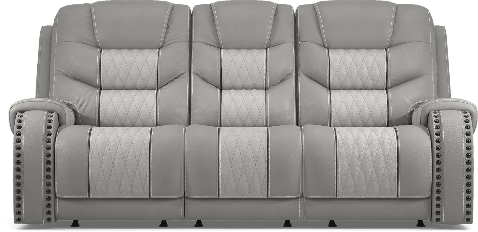 Eric Church Highway To Home Headliner Gray Leather Dual Power Reclining Sofa by Rooms To Go Furniture