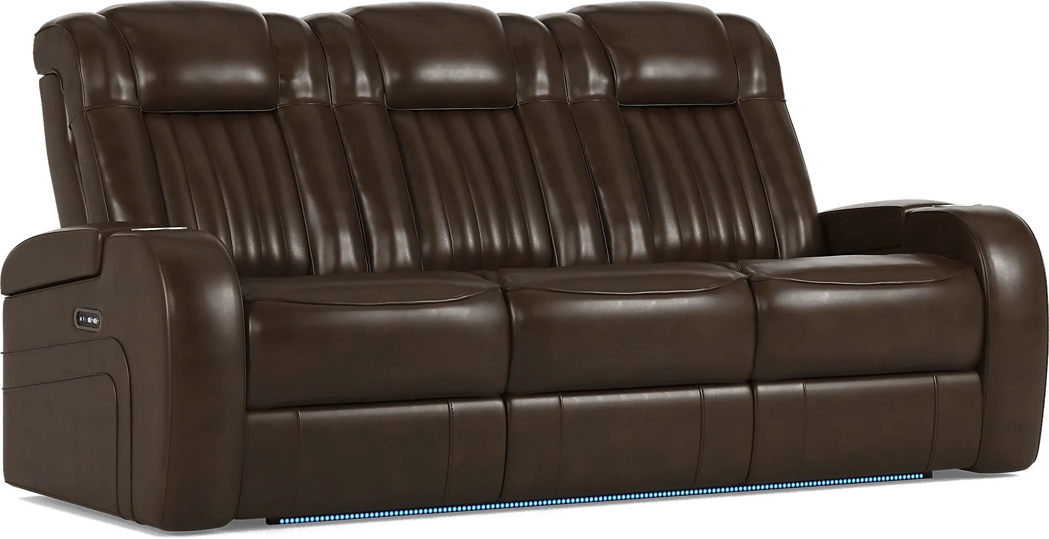 Cenova Brown Leather Dual Power Reclining Sofa