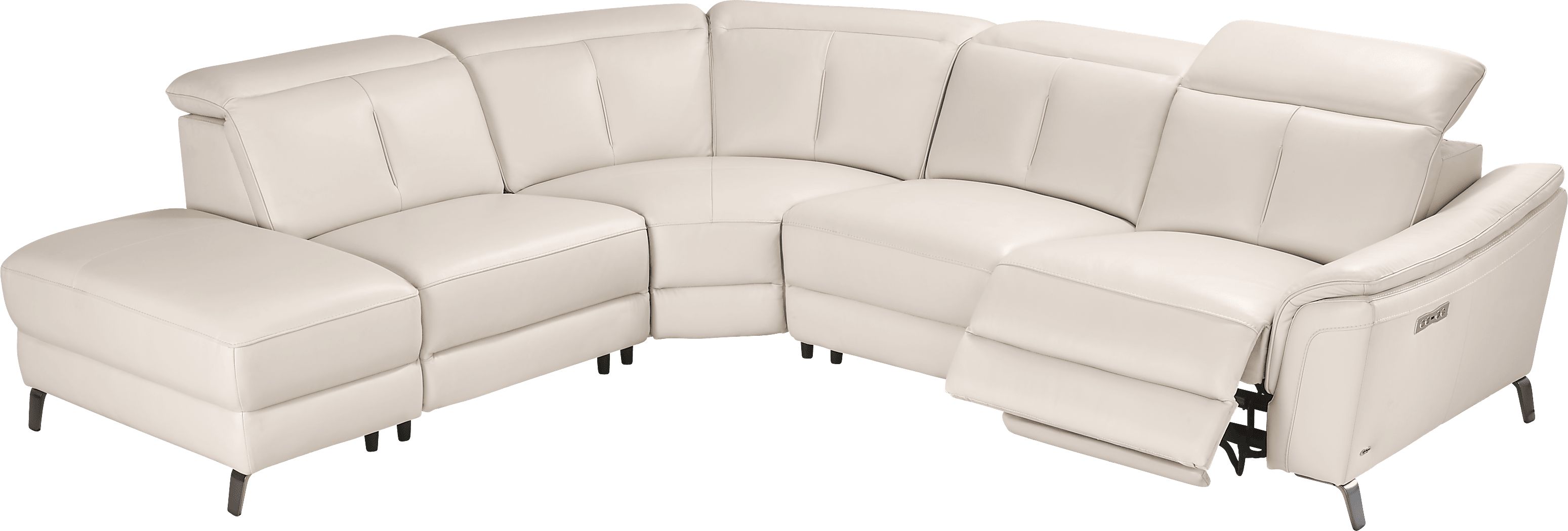 Naples Ivory Leather 8 Pc Dual Power Reclining Sectional Living Room