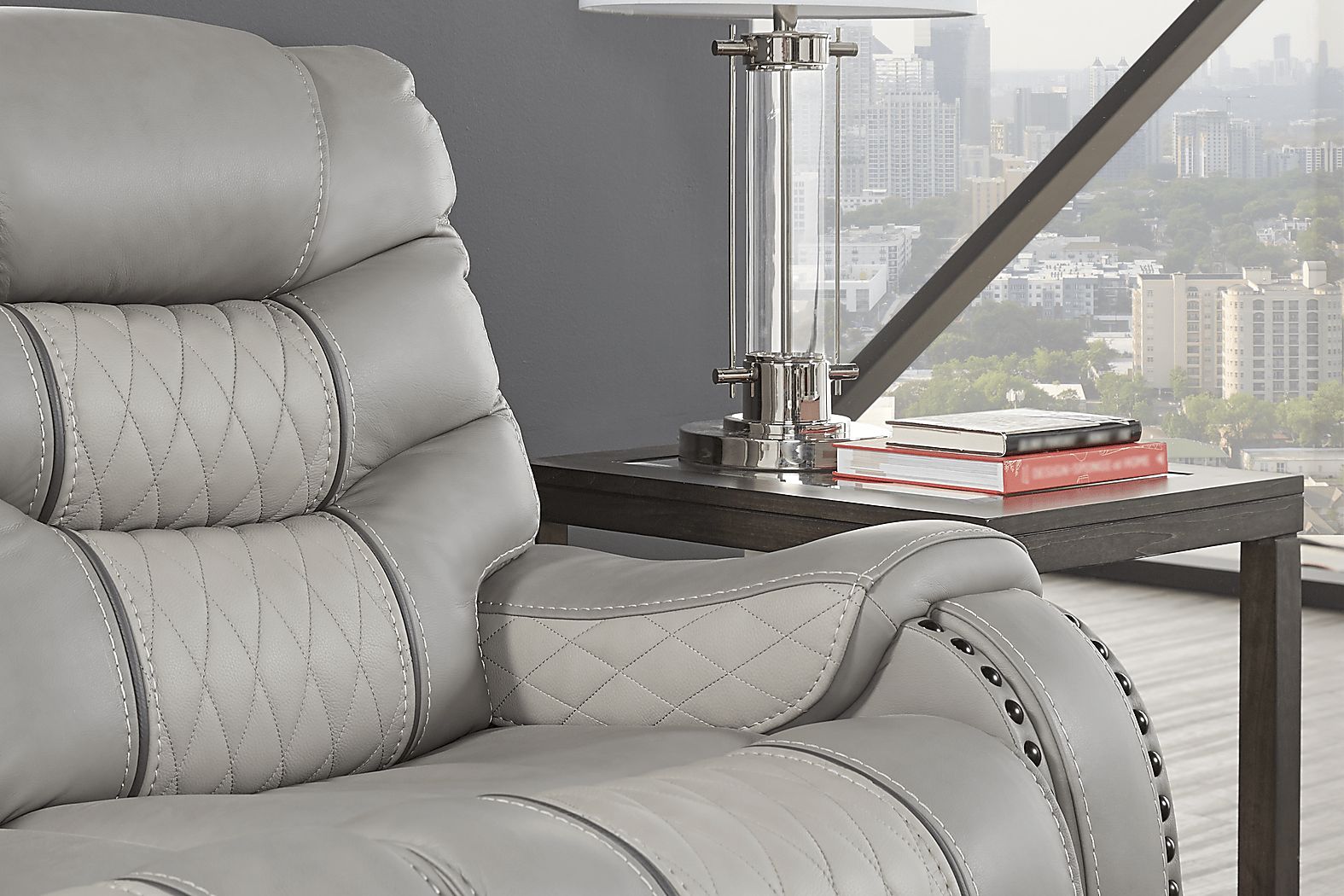 Eric Church Highway To Home Headliner Gray Leather Reclining Sofa