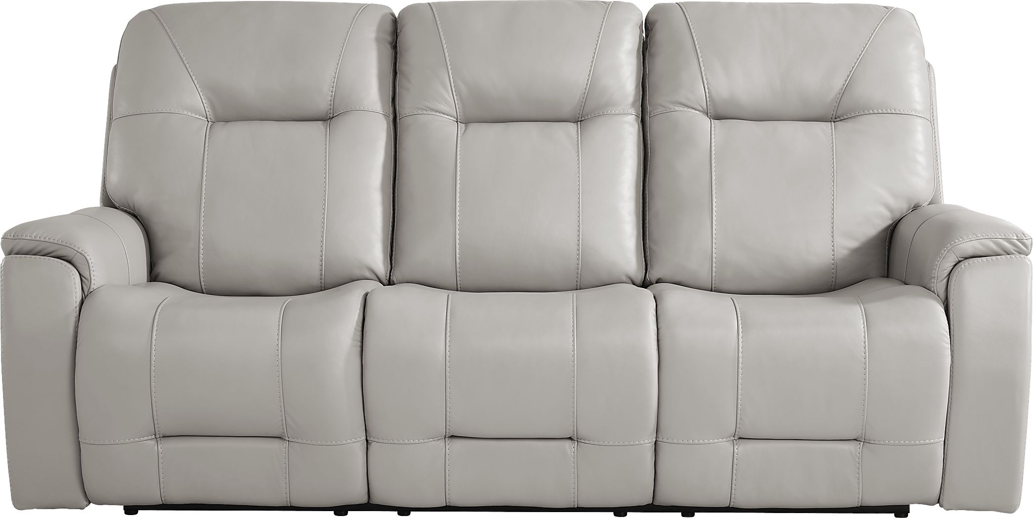 Matthews Cove Dove Gray Leather Triple Power Reclining Sofa