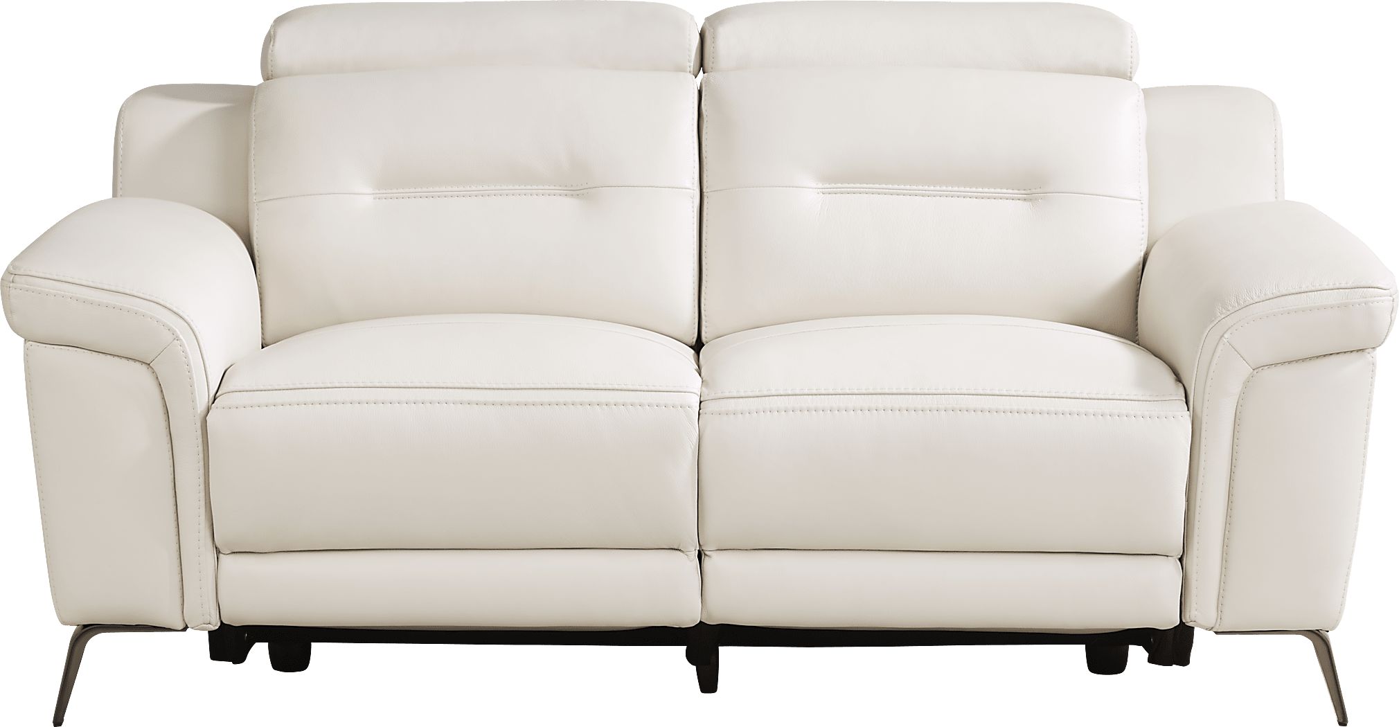 Castella Ivory Leather Dual Power Reclining Loveseat