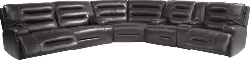 Farona Black Cherry Leather 3 Pc Dual Power Reclining Sectional