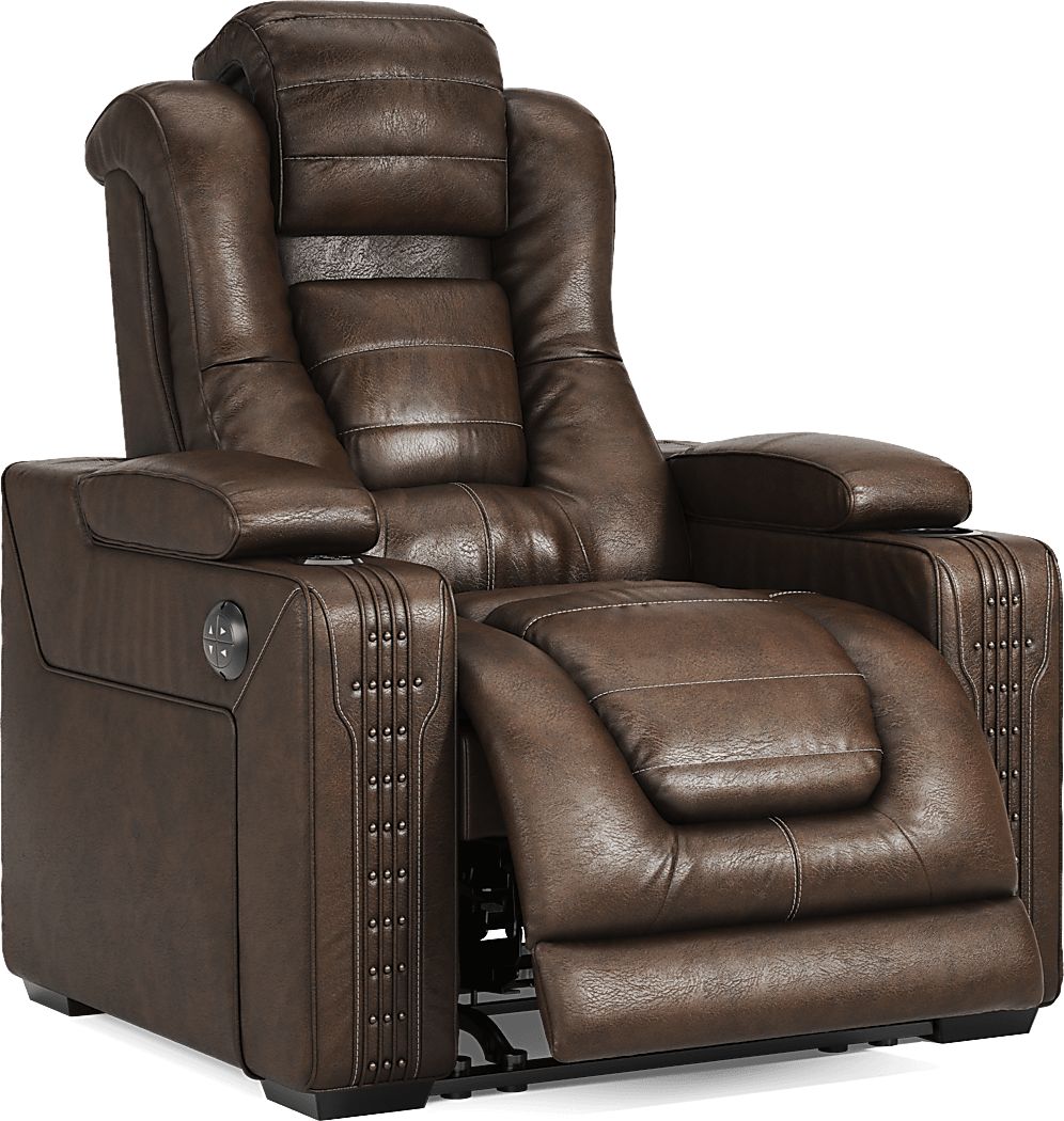 Eric Church Highway To Home Renegade Brown Leather Dual Power Recliner