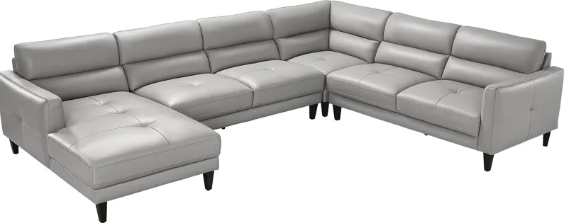 Marotta Light Gray Leather 7 Pc Sectional Living Room