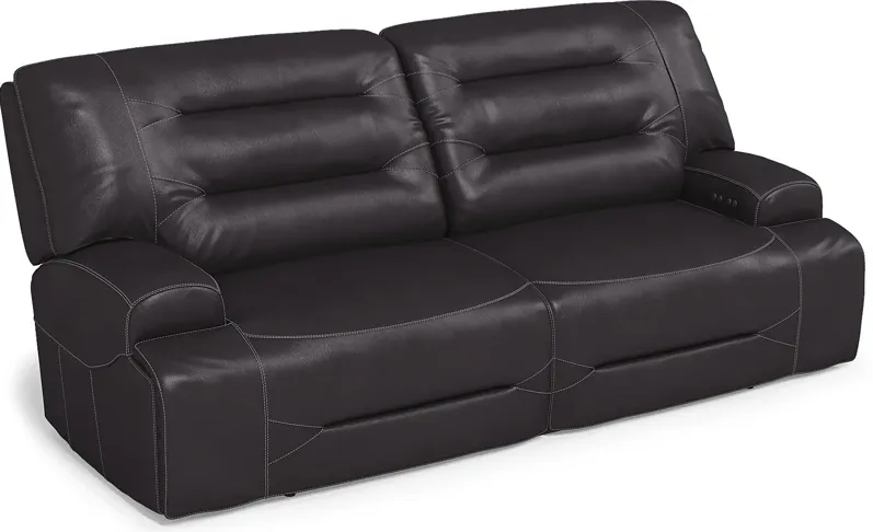 Farona Black Cherry Leather 7 Pc Dual Power Reclining Living Room