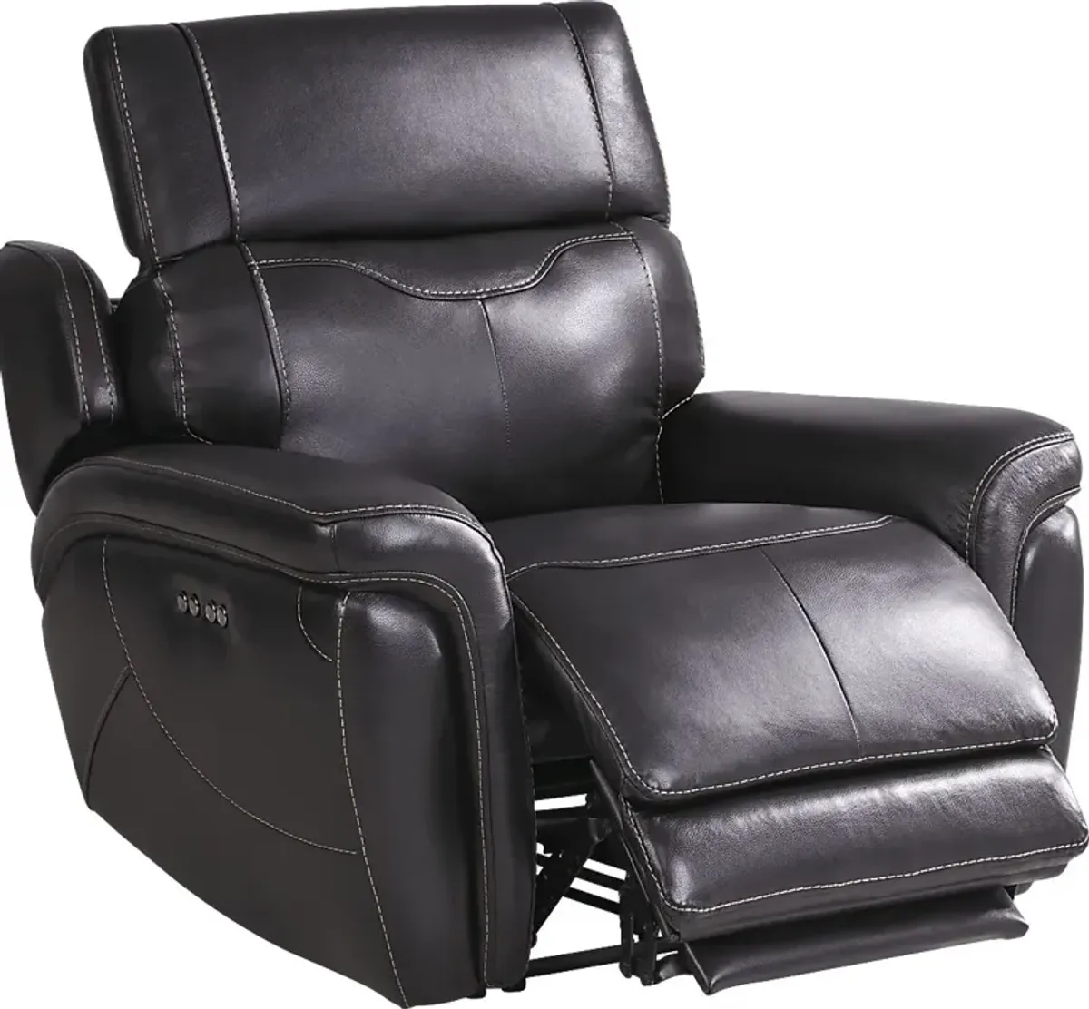 The Shaq Black Leather Power Recliner by Rooms To Go | Furniture.com