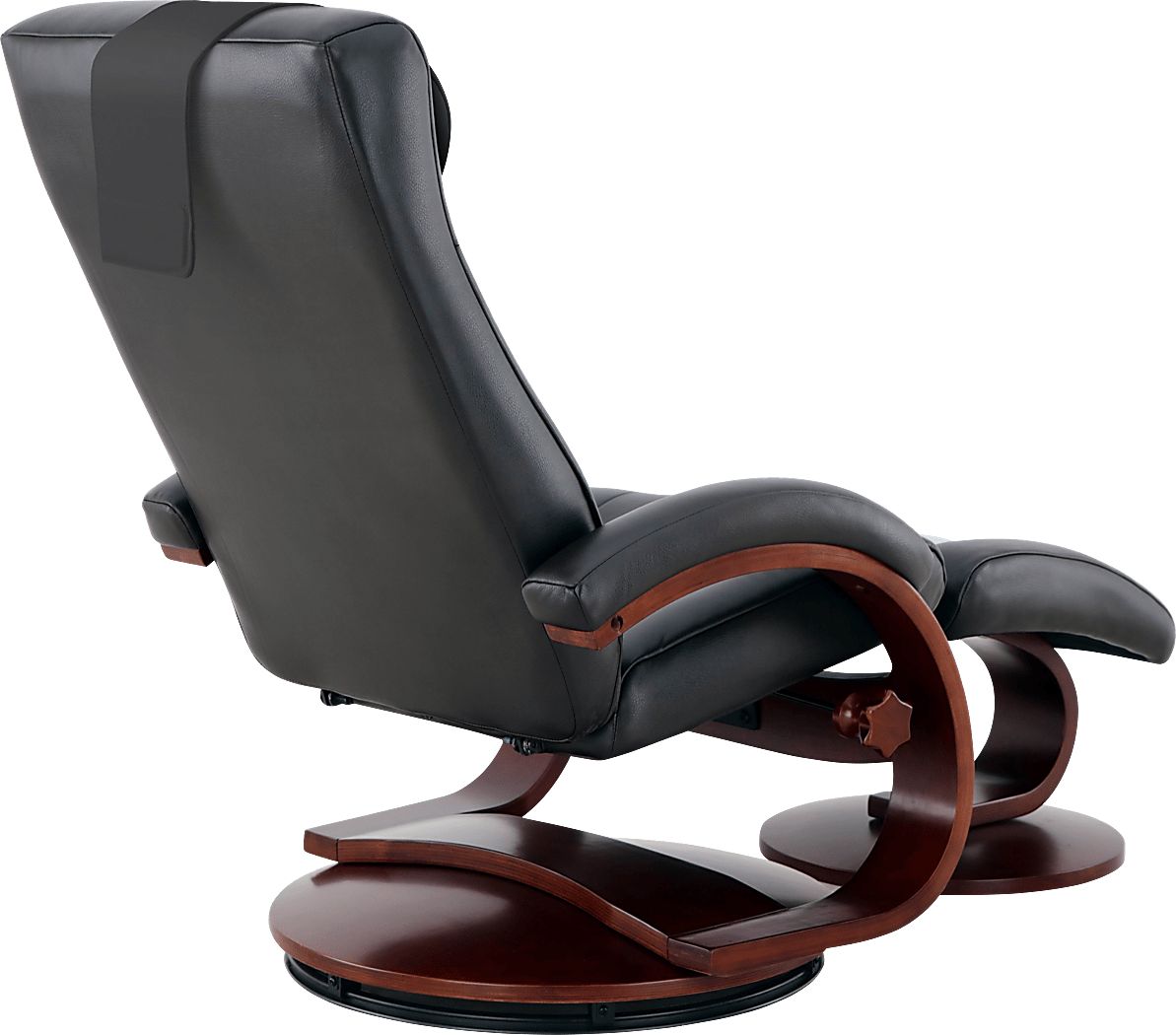 Oslo Collection Hamar Black Leather Recliner & Ottoman