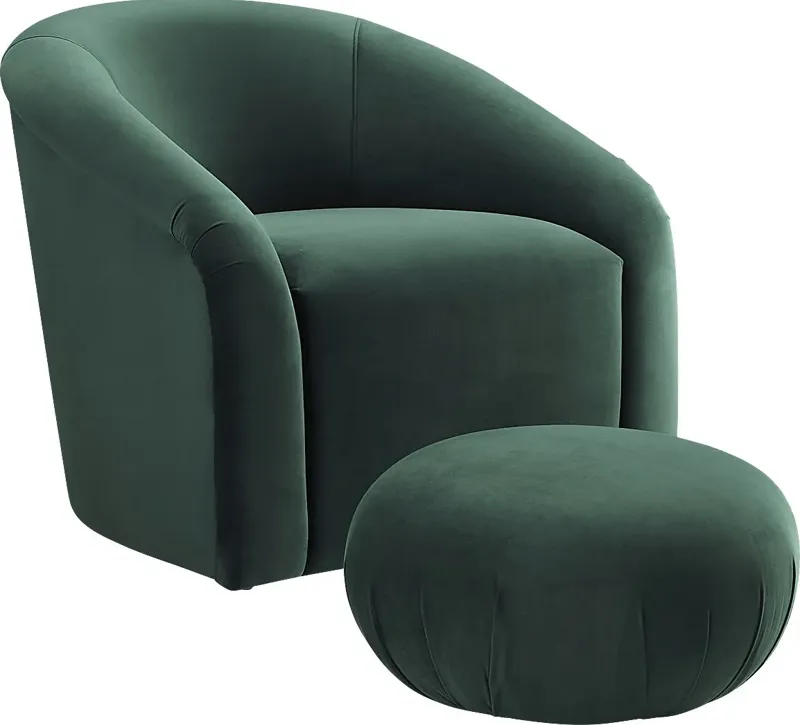 Avera Elle Green Accent Chair and Ottoman Set