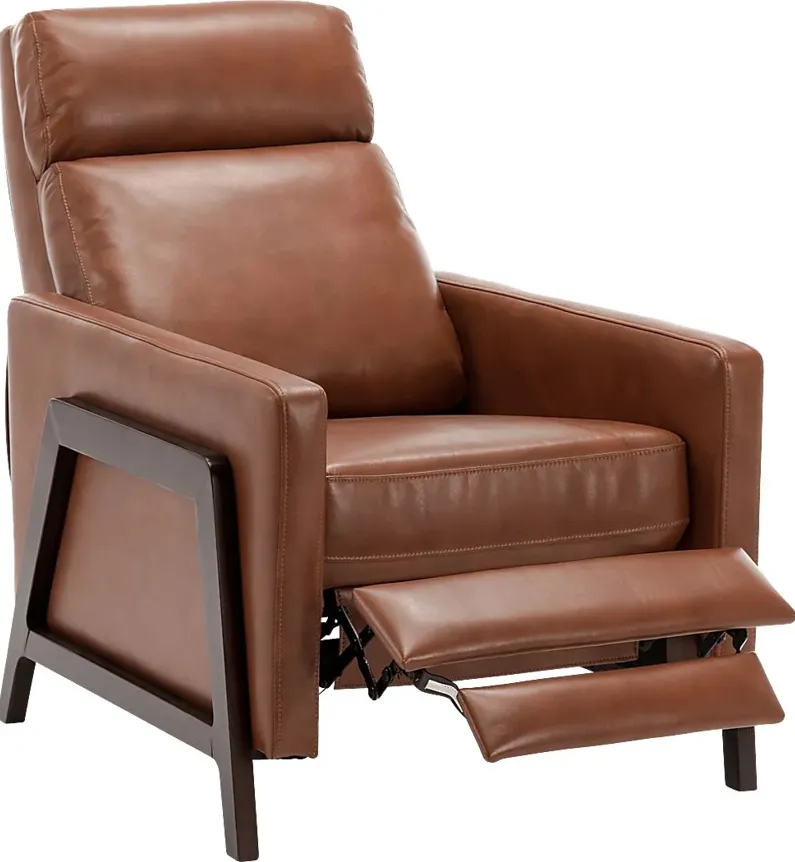 Newport Brown Leather Dual Power Recliner W/ Power Headrest By Drew ...