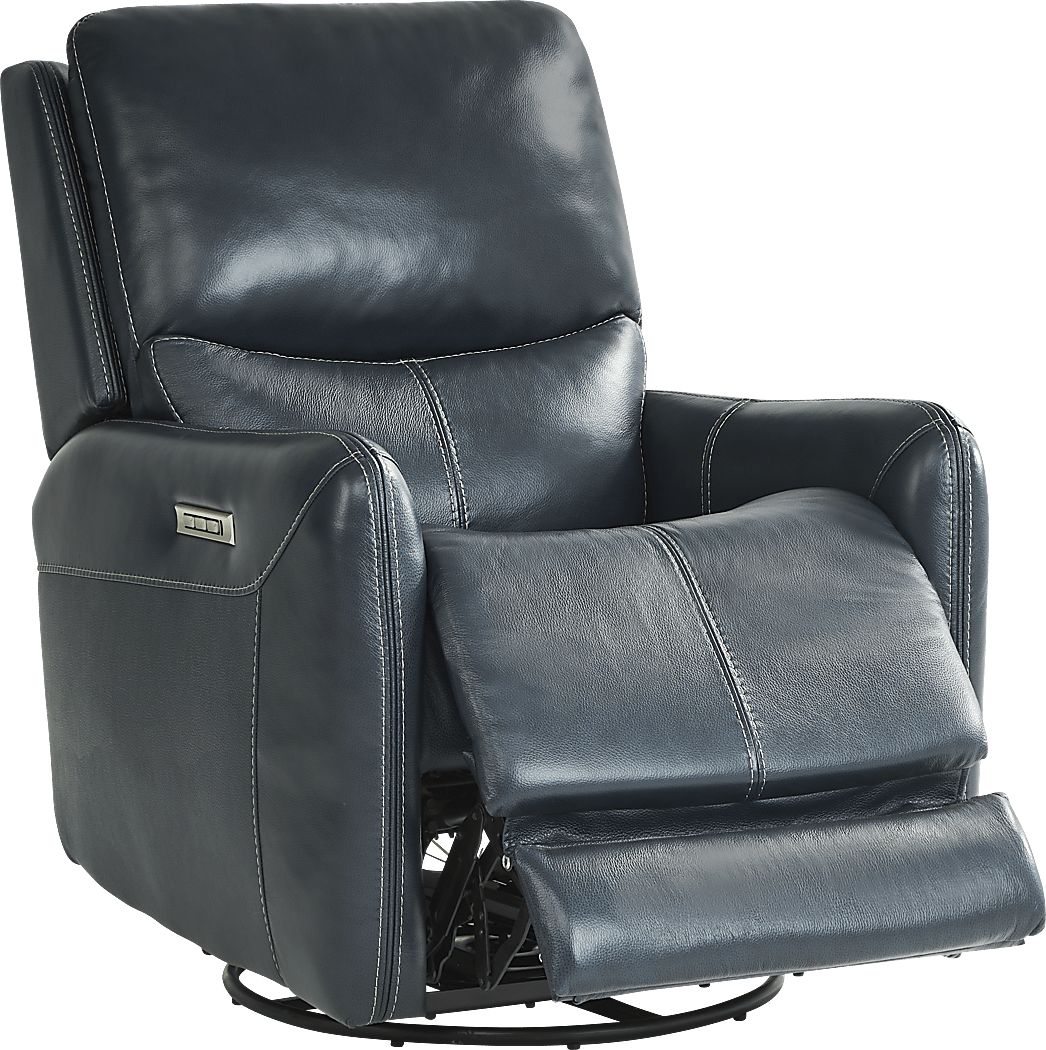 Hudson Place Ocean Leather Triple Power Swivel Recliner