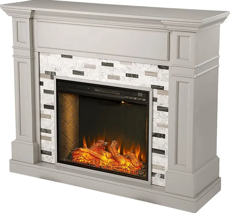 Stembridge III Gray 48 in. Console With Smart Electric Fireplace