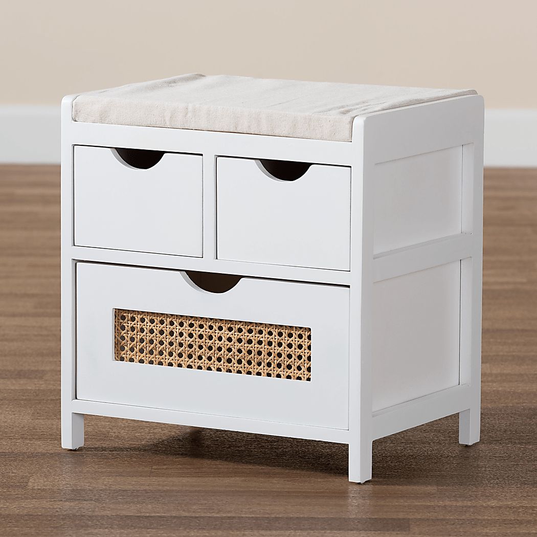 Ellortina White Storage Bench