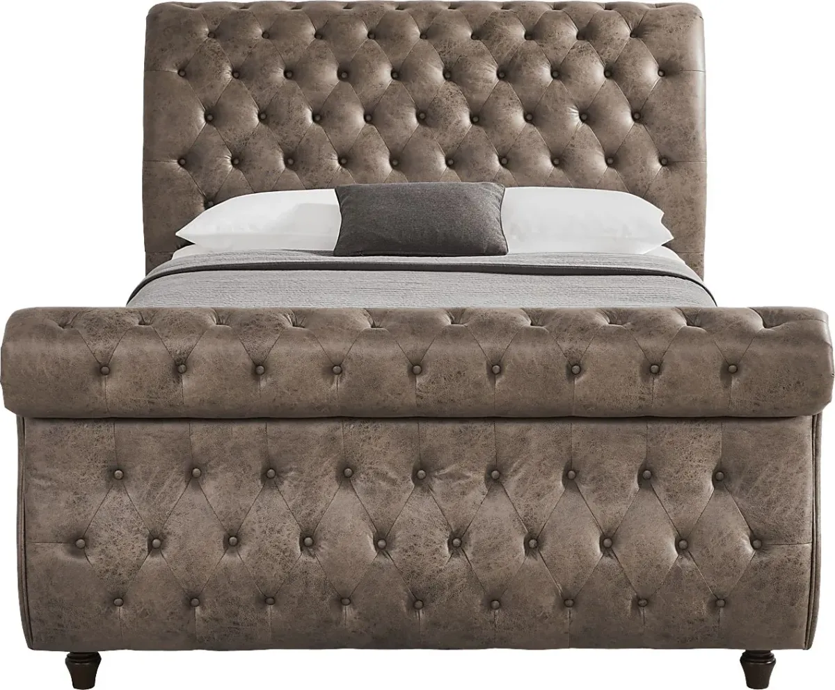 Ivy Brown 3 Pc King Upholstered Sleigh Bed by Rooms To Go | Furniture.com