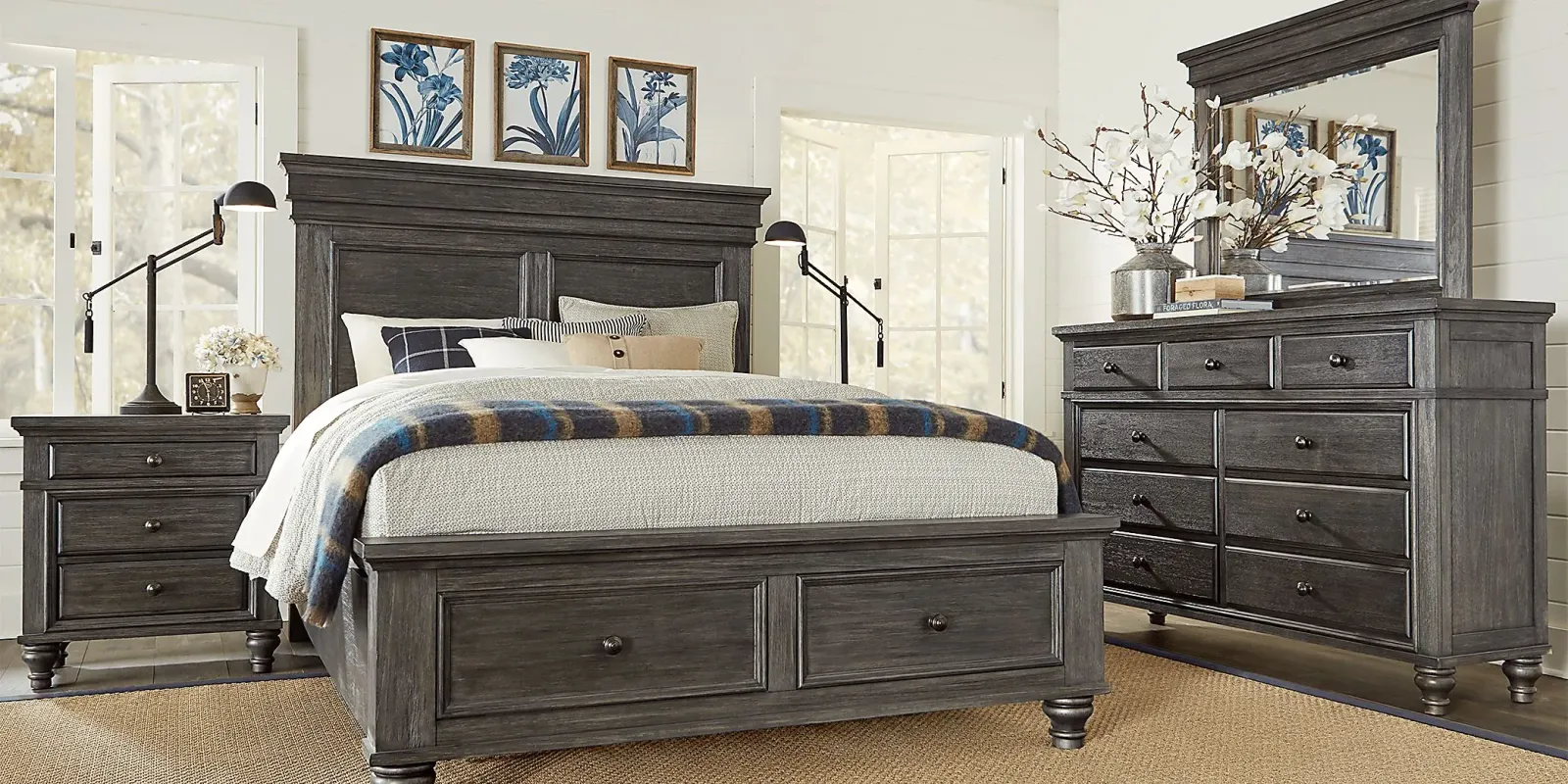 Lake Town Gray 7 Pc Queen Panel Bedroom with Storage by Rooms To Go Furniture