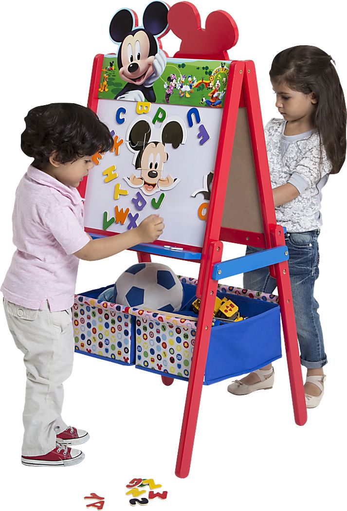 Kids Disney Mickey Mouse Red Easel with Storage