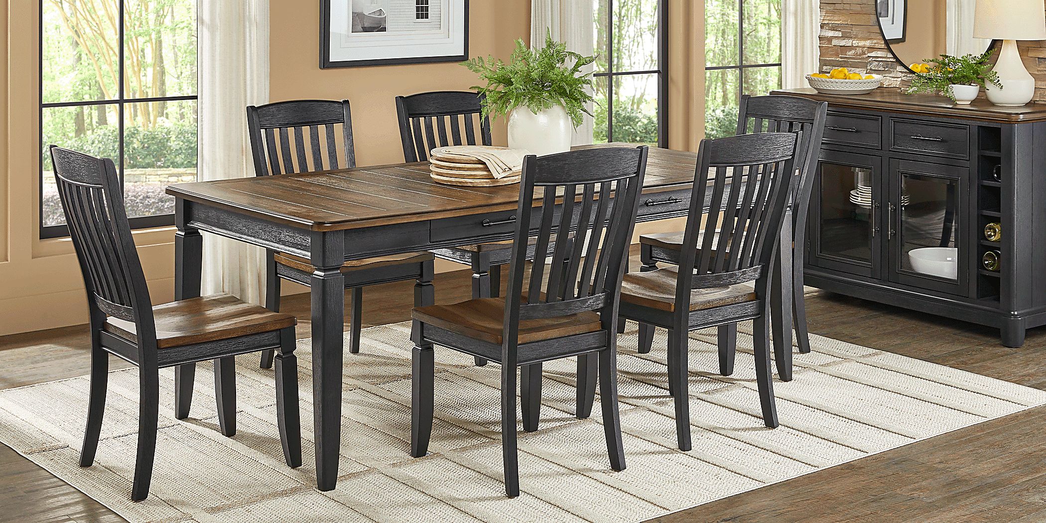 Country Lane Black Rectangle Dining Table
