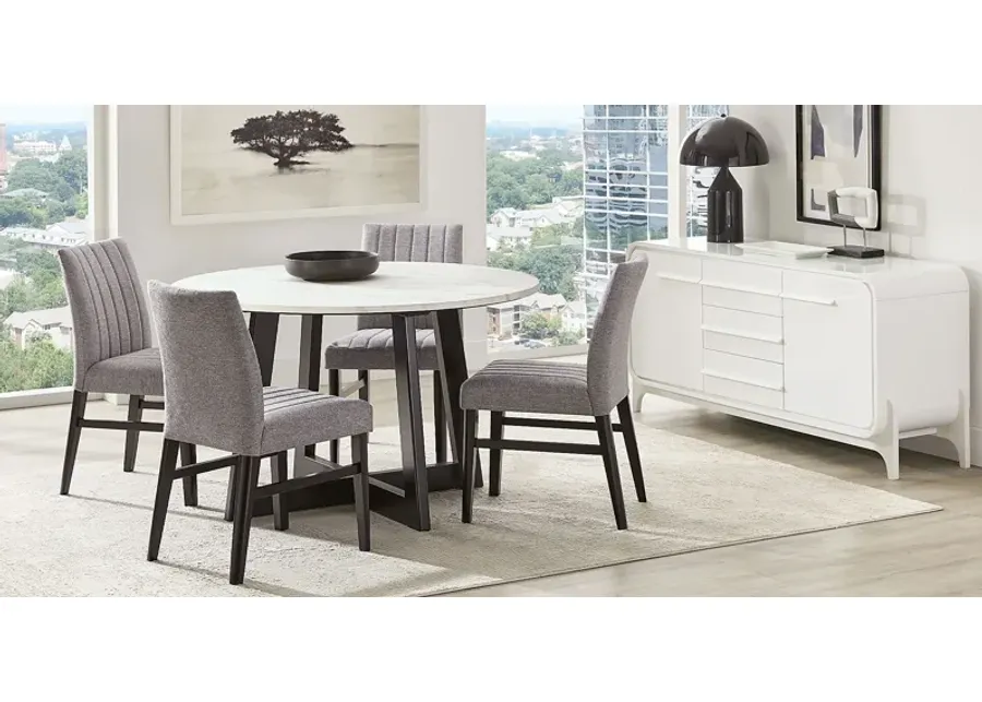 Jarvis White 5 Pc Round Dining Room with Gray Side Chairs by undefined | Furniture.com