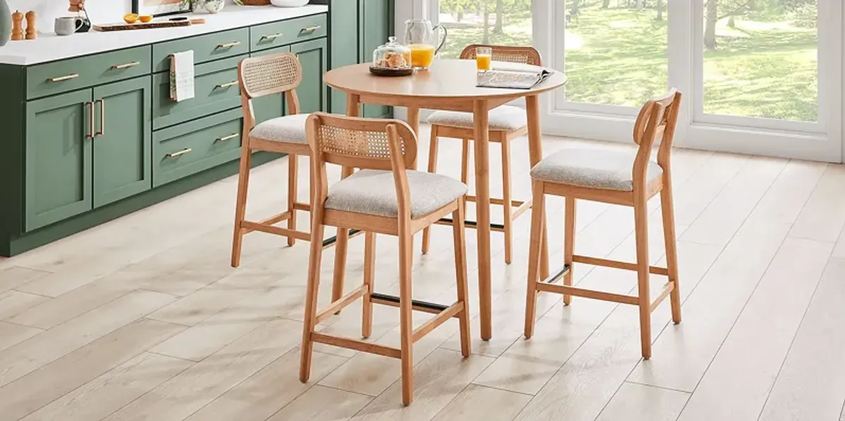 Oakwood Terrace Sand 5 Pc Round Dining Room with Cane Back Chairs by ...