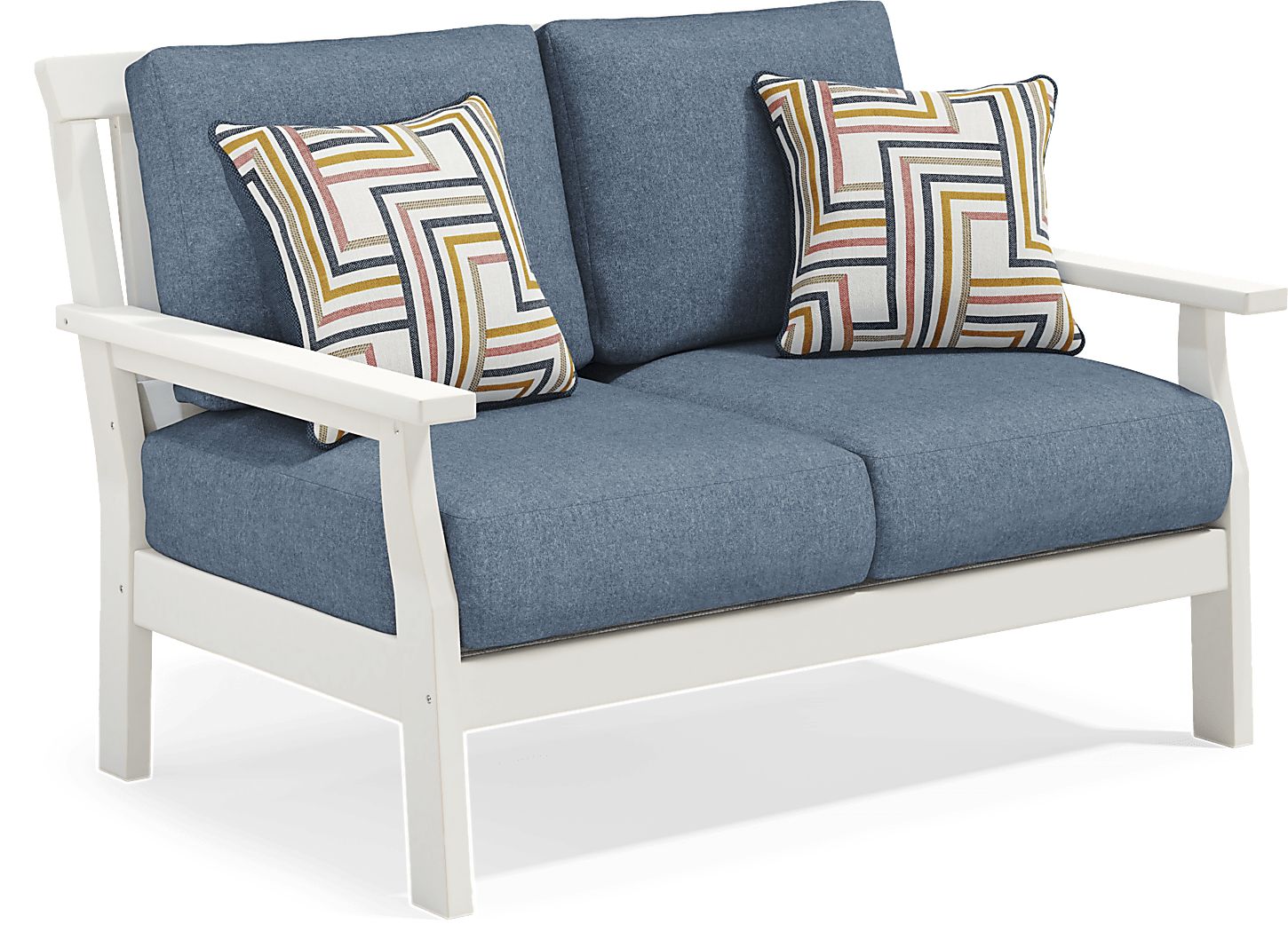 Eastlake White Outdoor Loveseat with Agean Cushions
