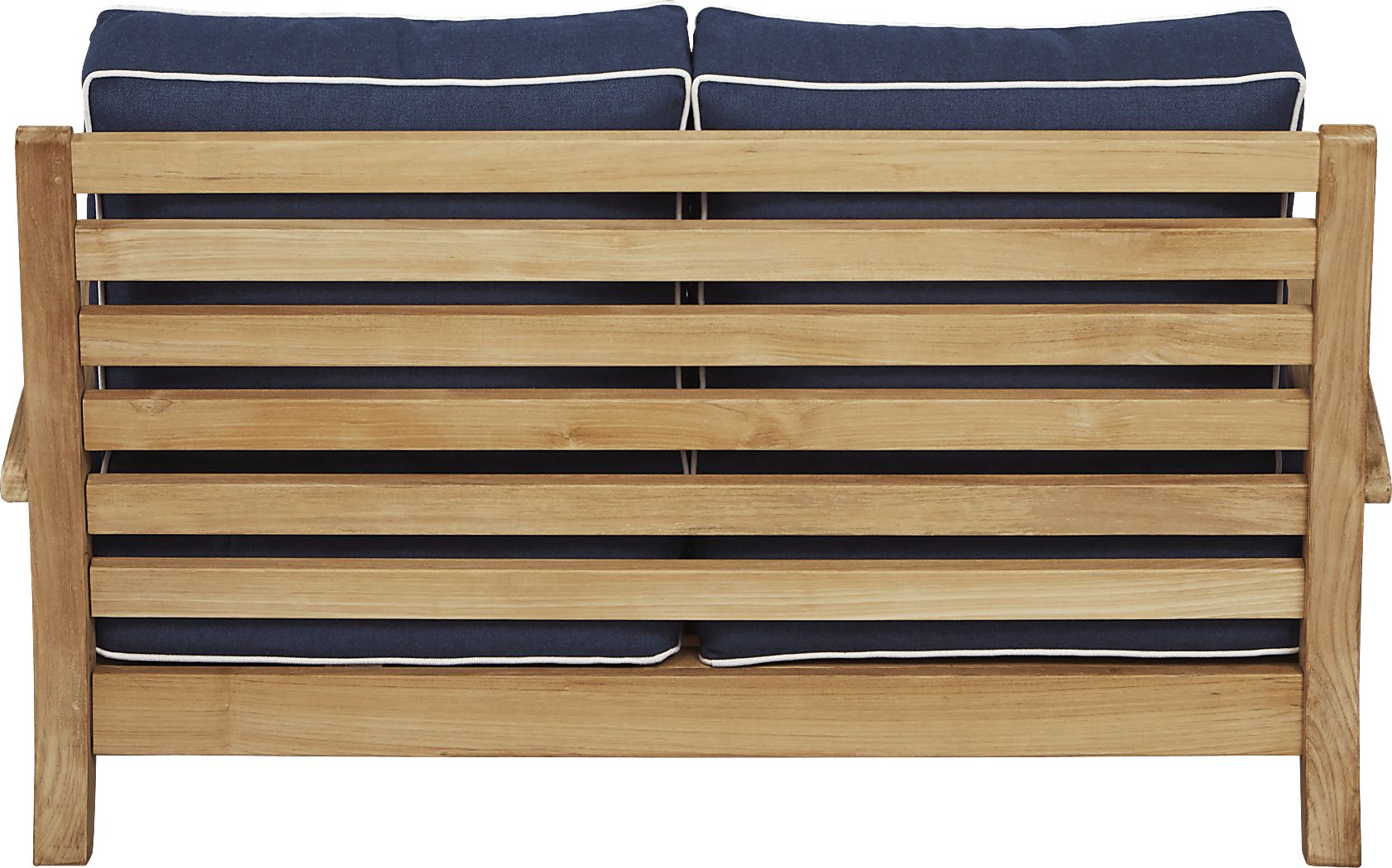 Pleasant Bay Teak Outdoor Loveseat with Denim Cushions