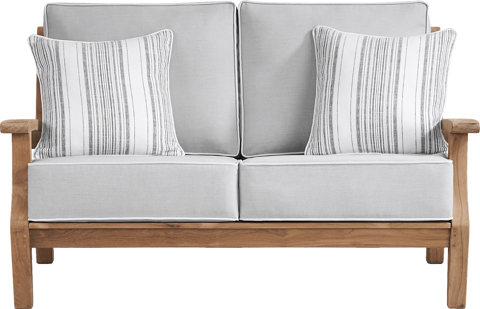 Pleasant Bay Teak Outdoor Loveseat with Pewter Cushions