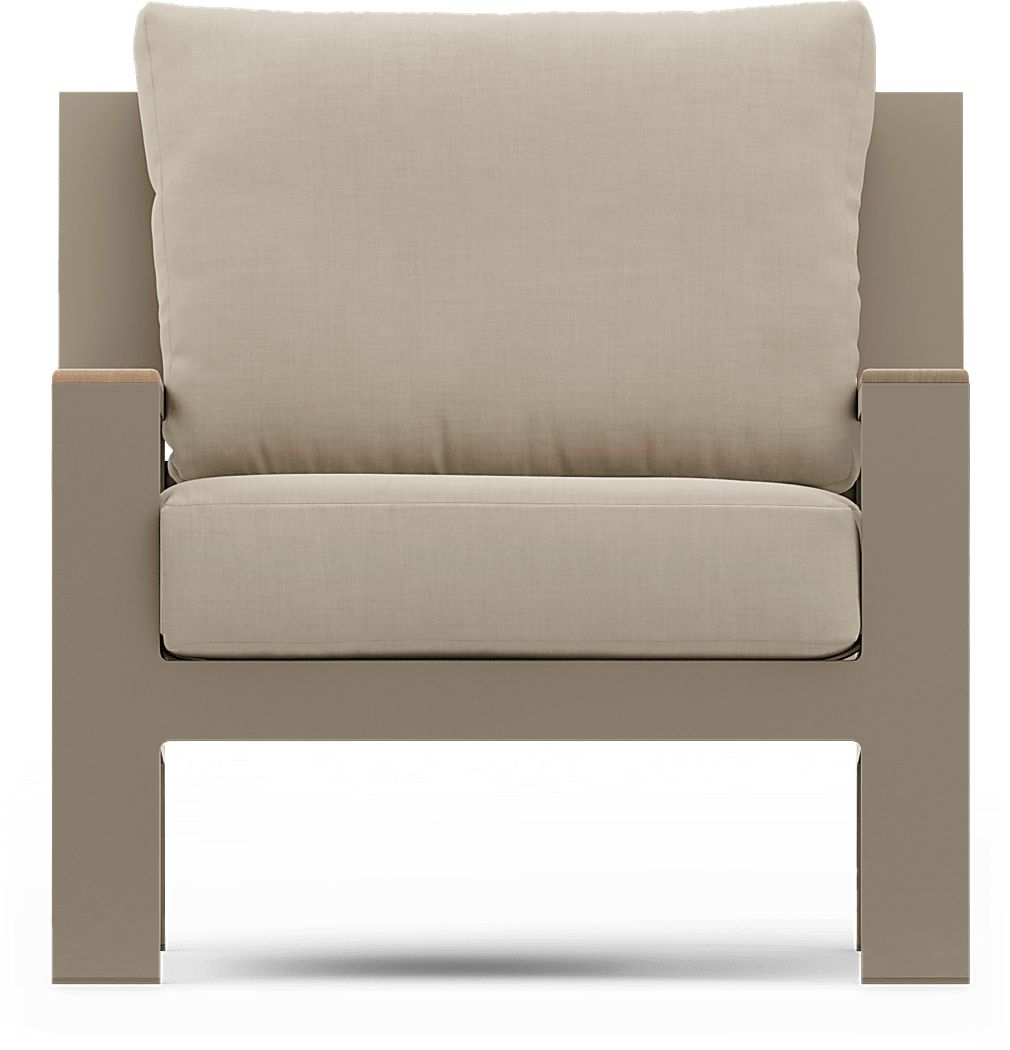 Solana Taupe Outdoor Club Chair with Buff Cushions