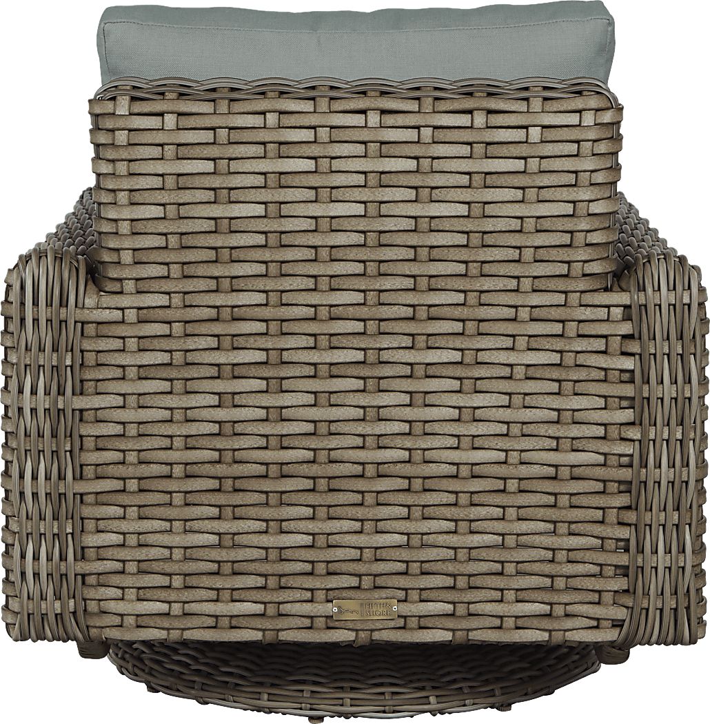 Siesta Key Driftwood Outdoor Swivel Chair with Seafoam Cushions