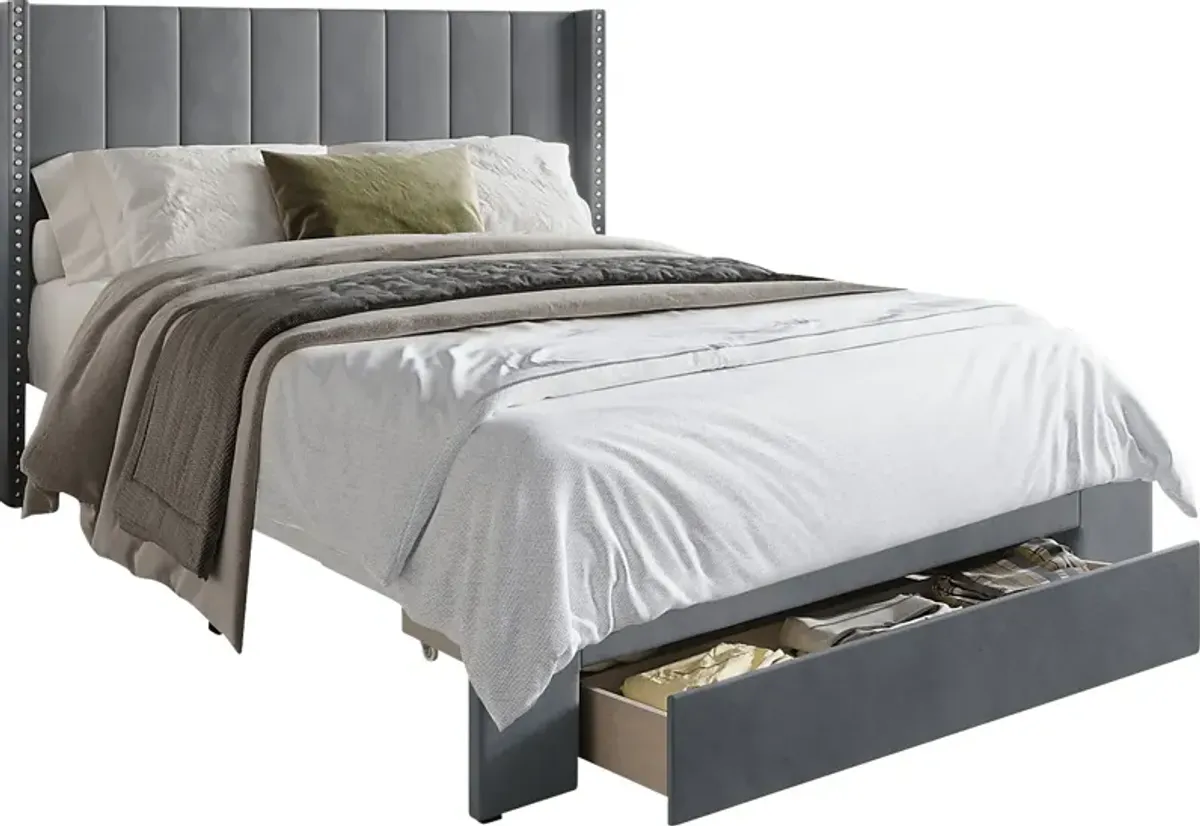 Parker House Avery Fabric Upholstered Panel Bed - Stream Grey - Queen ...