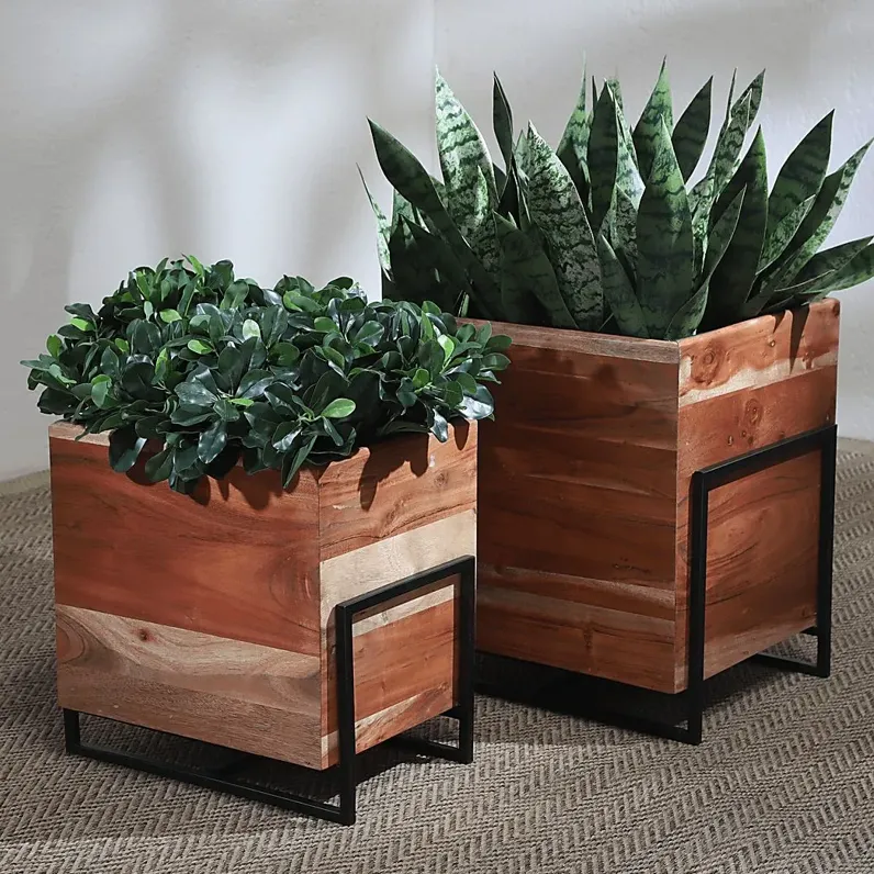 Flintshire Brown Planter, Set of 2