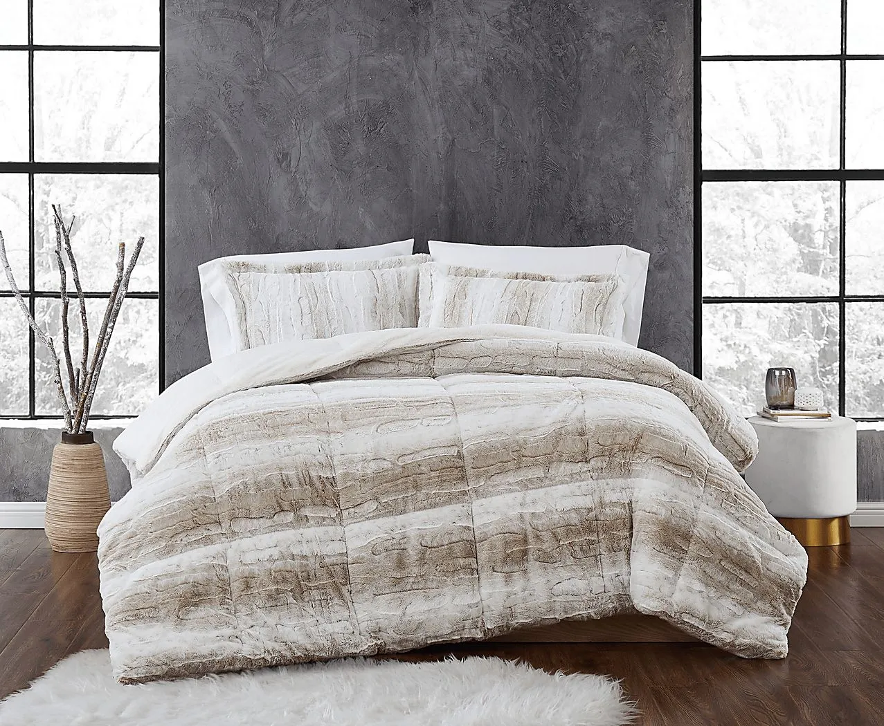 Kids Furry Comfort Tan 2 Pc Twin XL Comforter Set