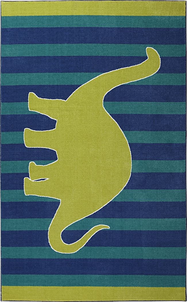 Kids Dinosaur Way Green 5' x 8' Rug
