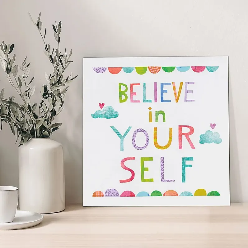 Kids Believe In Yourself White Wall Art