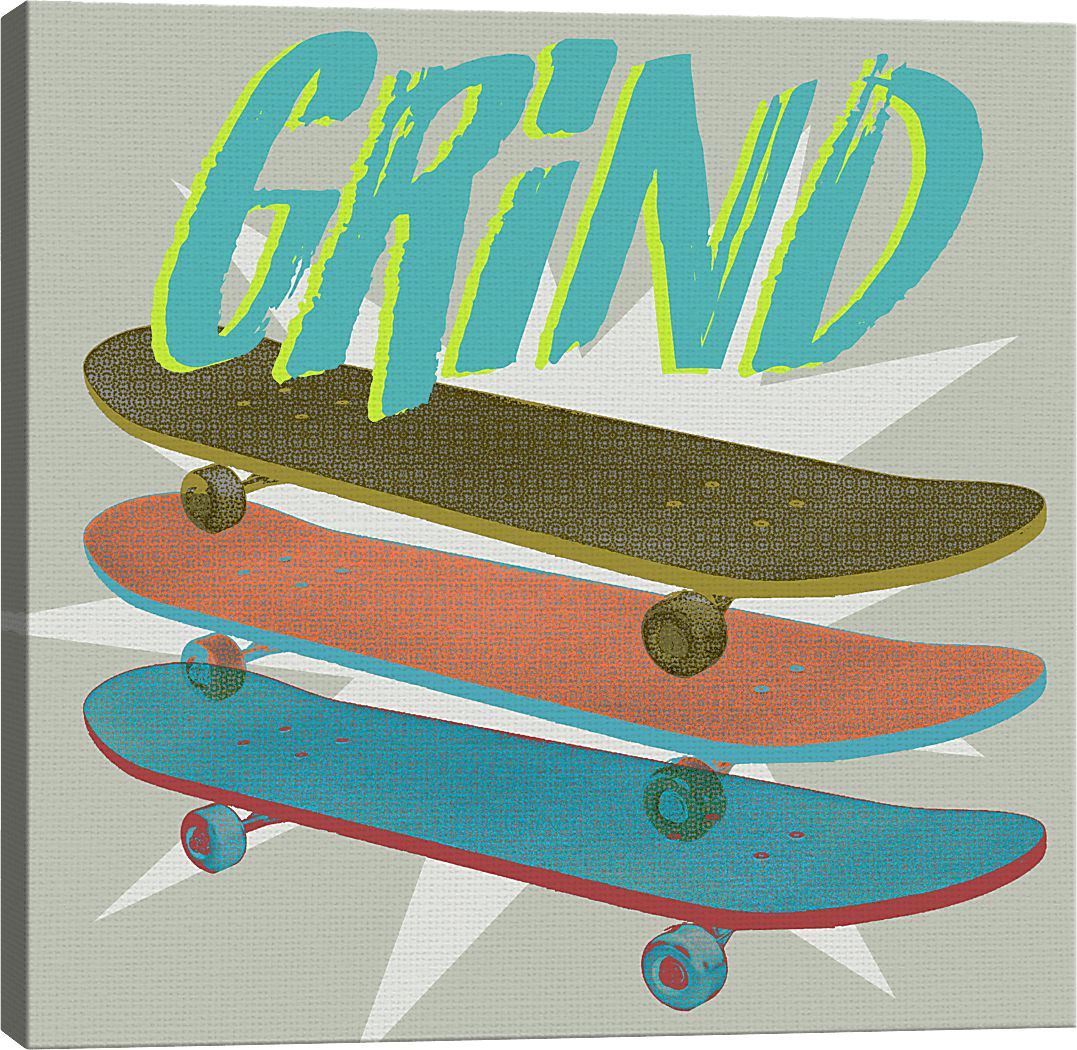 Kids Skateboard Grind Gray Artwork