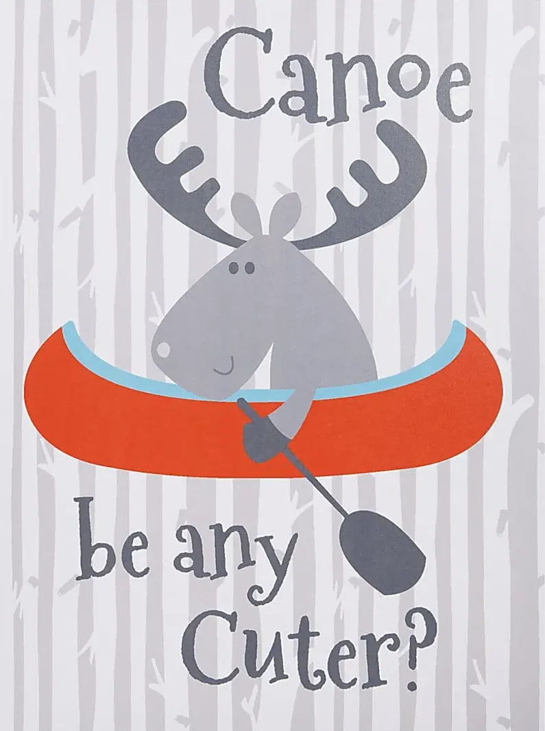 Kids Moose Canoeing Camp Gray Artwork