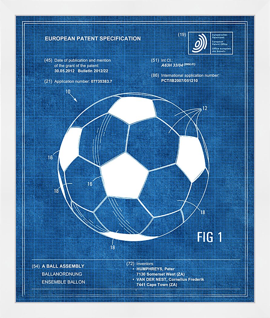Soccer Ball Blueprint I Blue Artwork