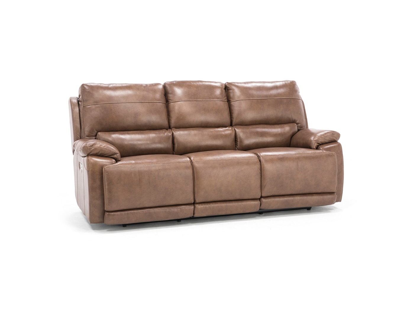 Brady Leather Power Headrest Reclining Sofa in Saddle