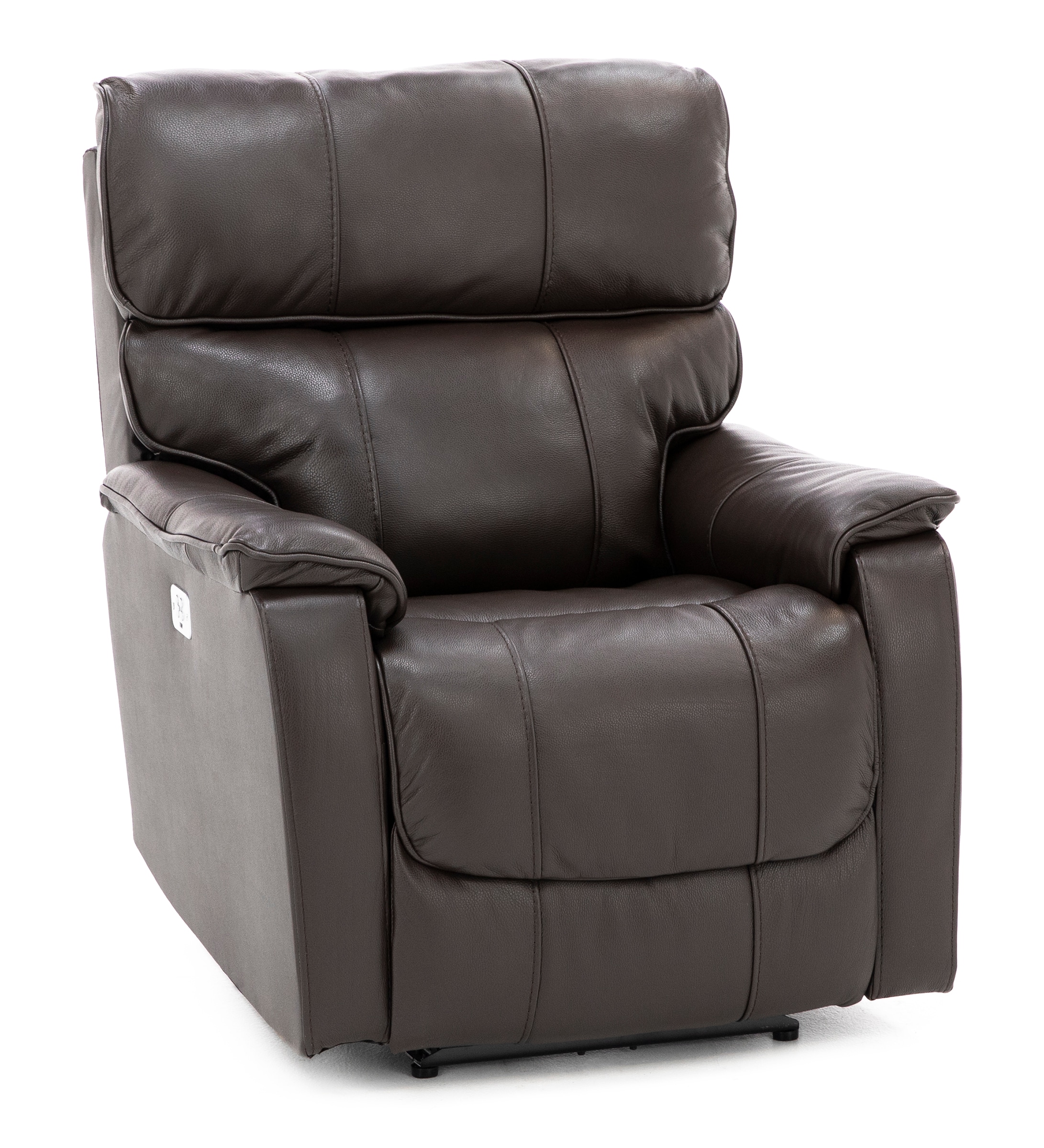 Edward Leather Power Headrest Recliner in Brown