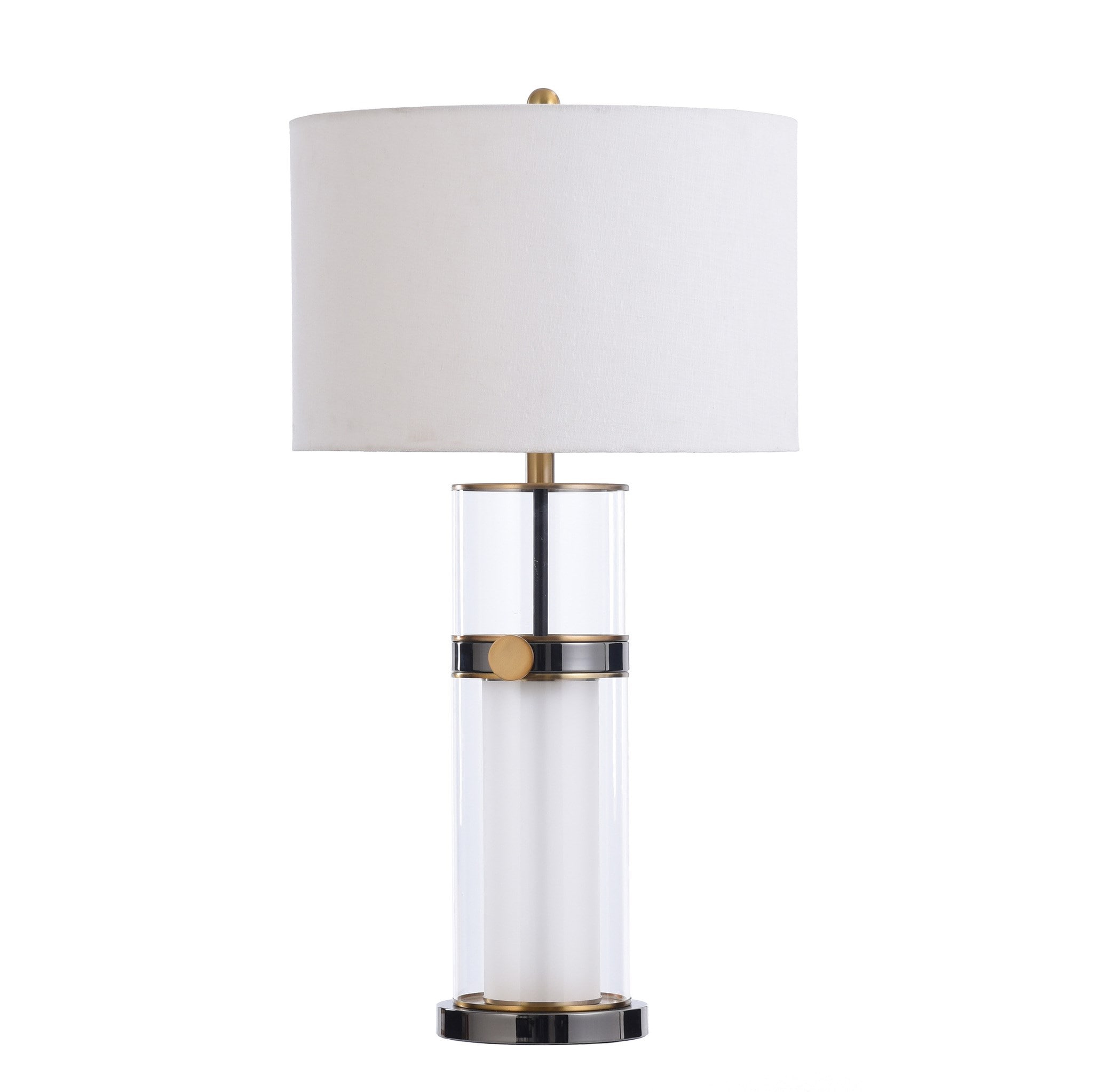 Double Glass Column Table Lamp 31”H