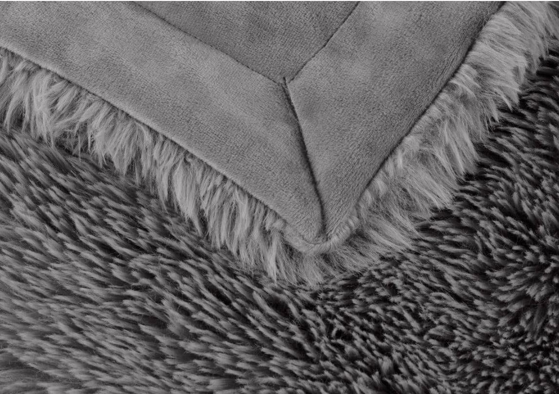 Grey Faux Fur Throw 50”W x 60”L