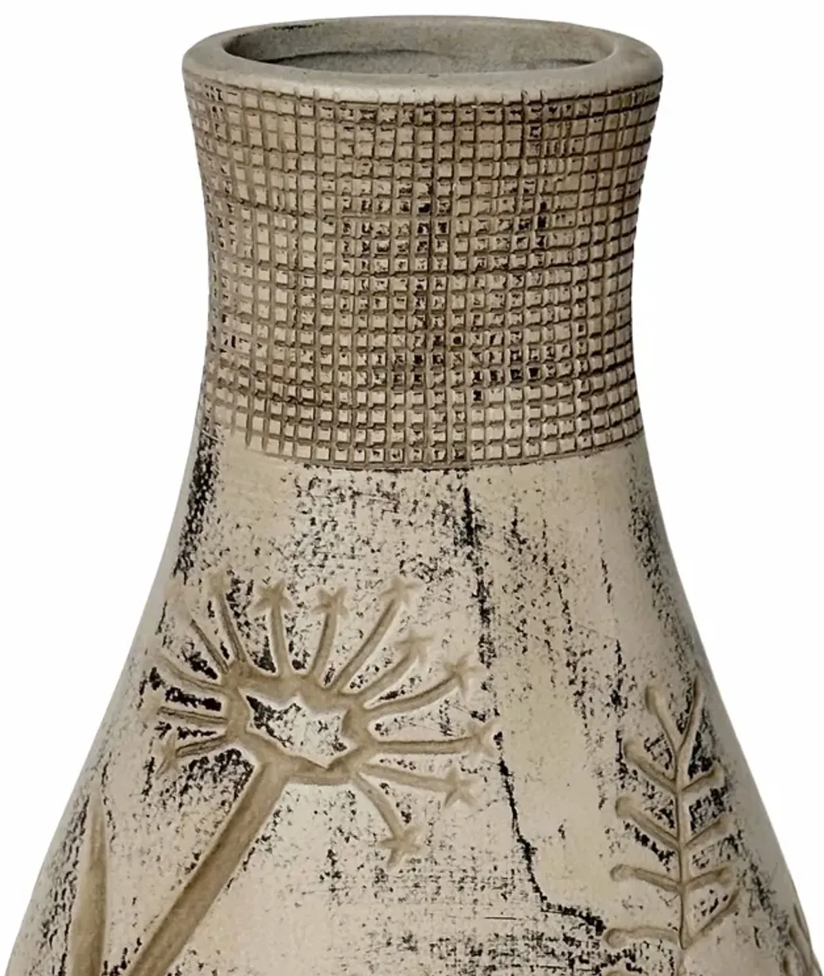 Earthenware Aztec Tub Flower Vase in Grey by TOV Furniture | Furniture.com