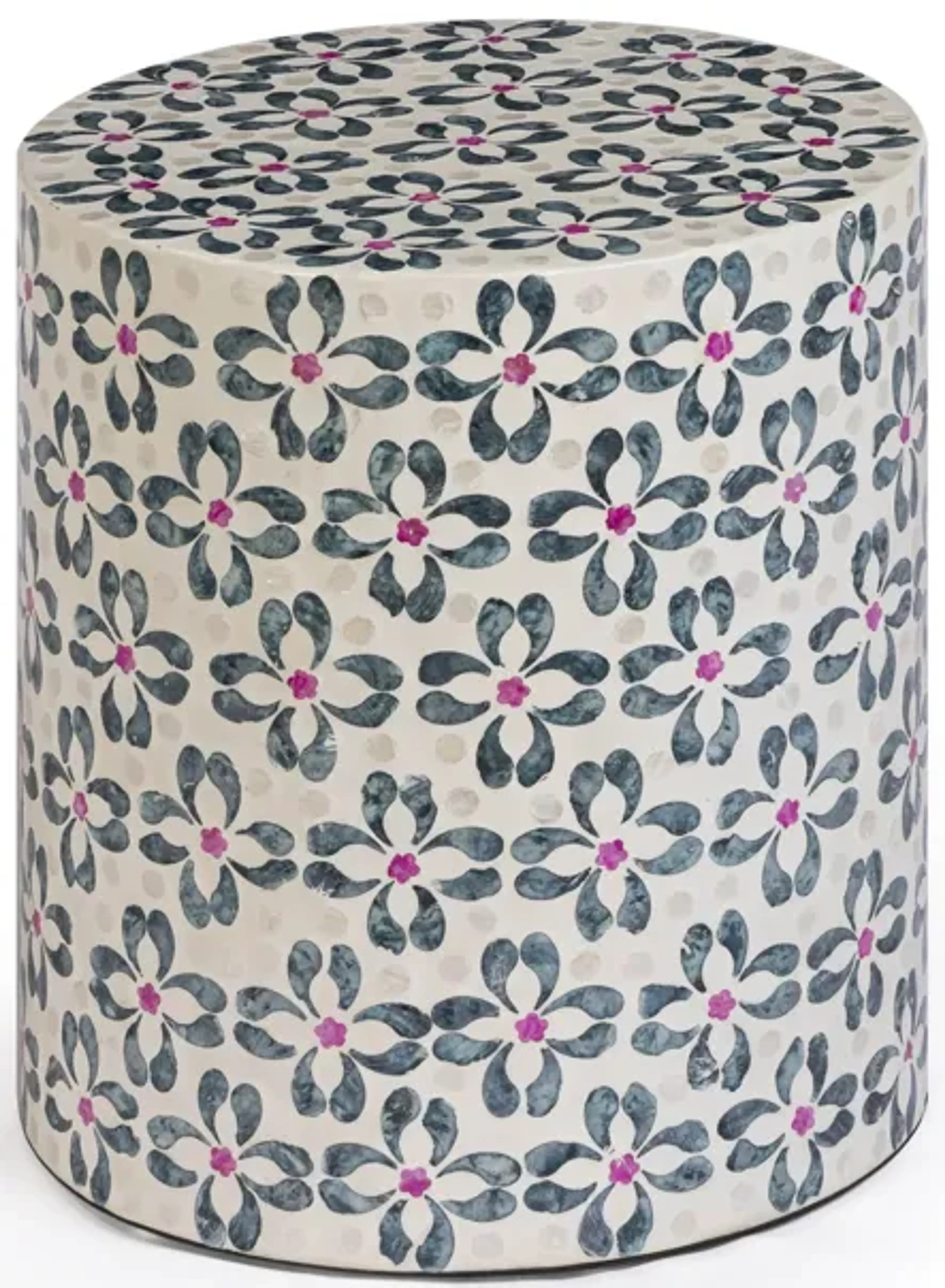 Lorna Stool In Aqua Floral Capiz Shell Motif Tov Furniture | Furniture.com