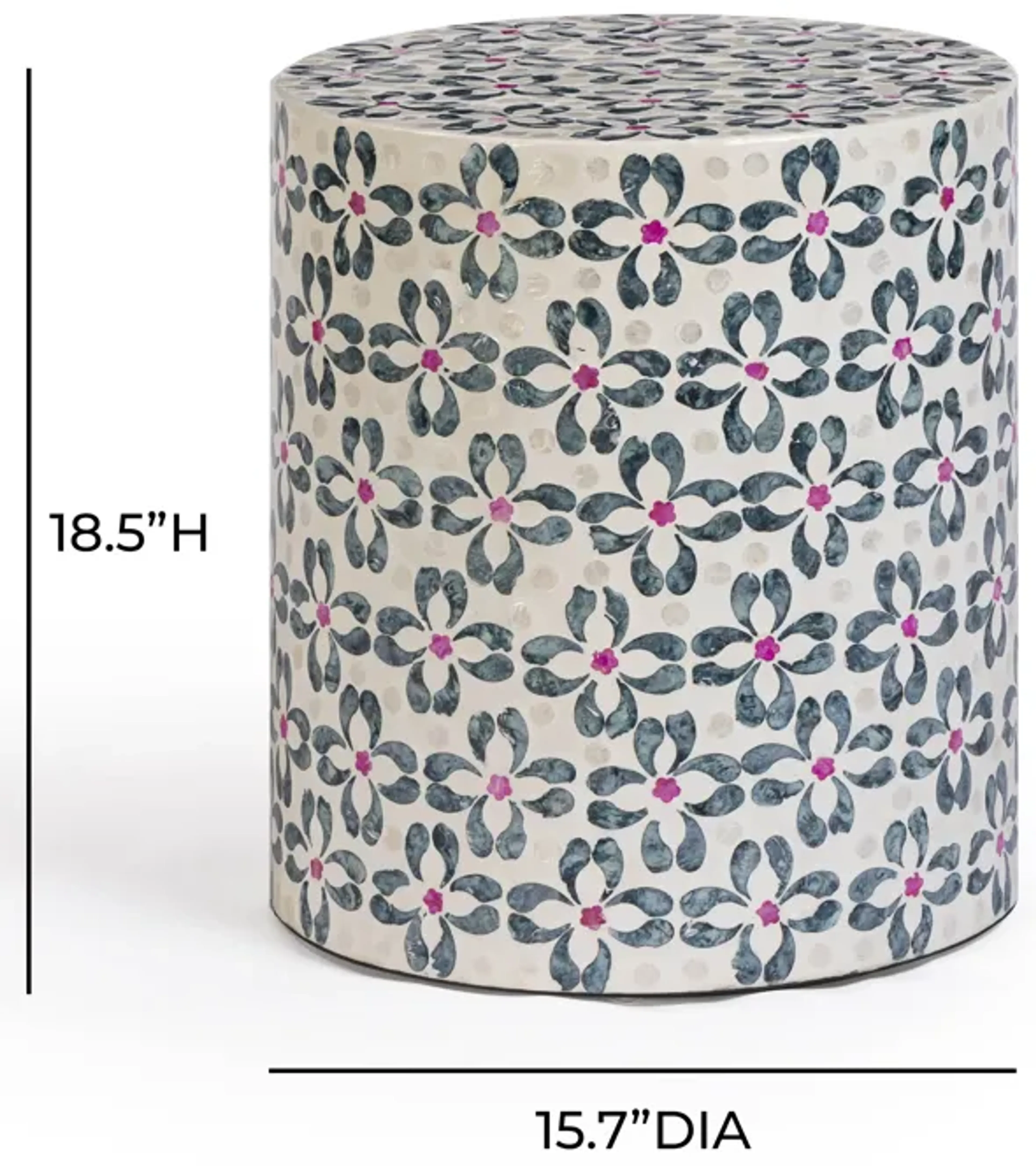 Lorna Stool In Aqua Floral Capiz Shell Motif Tov Furniture | Furniture.com