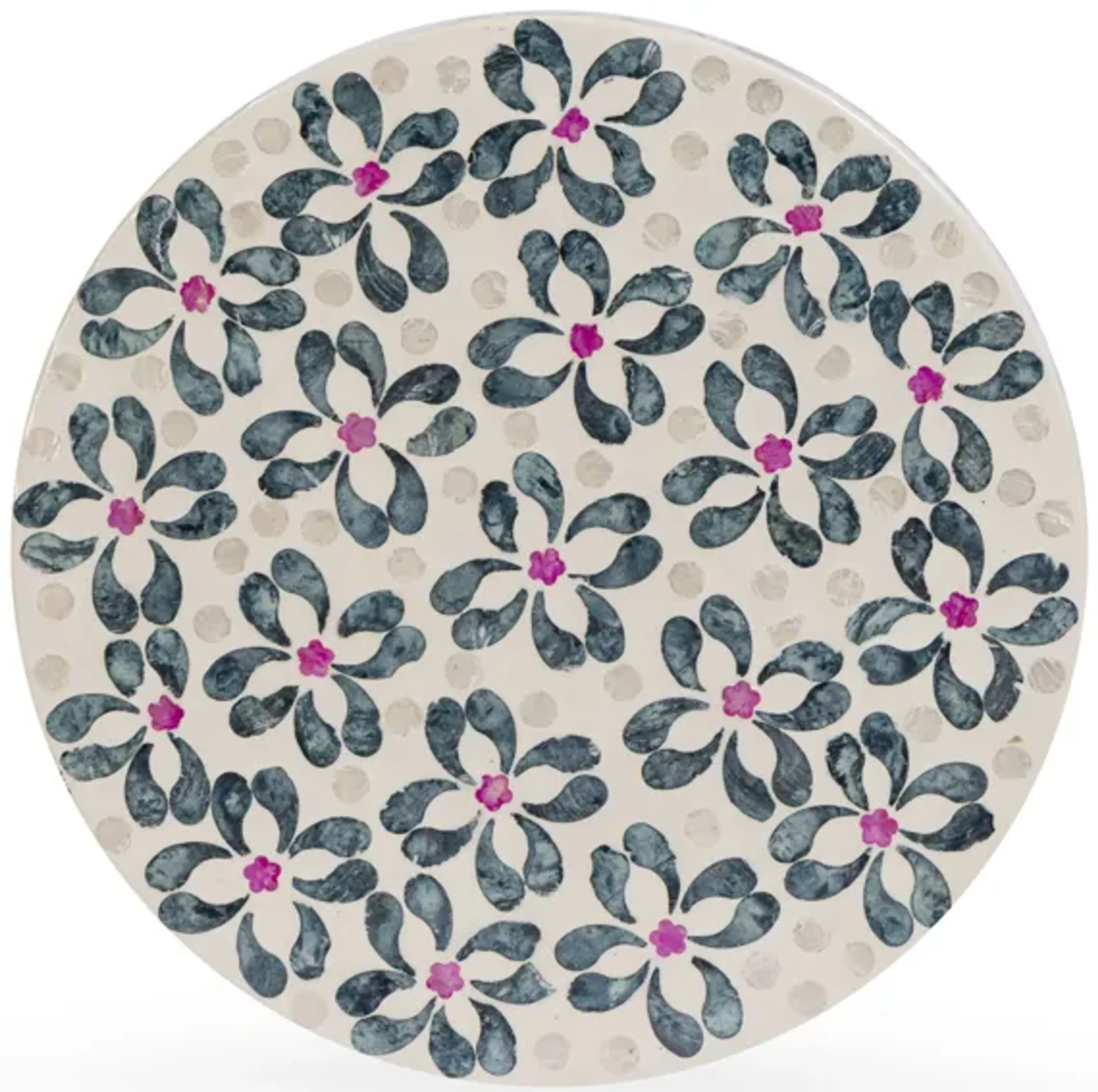 Lorna Stool In Aqua Floral Capiz Shell Motif Tov Furniture | Furniture.com