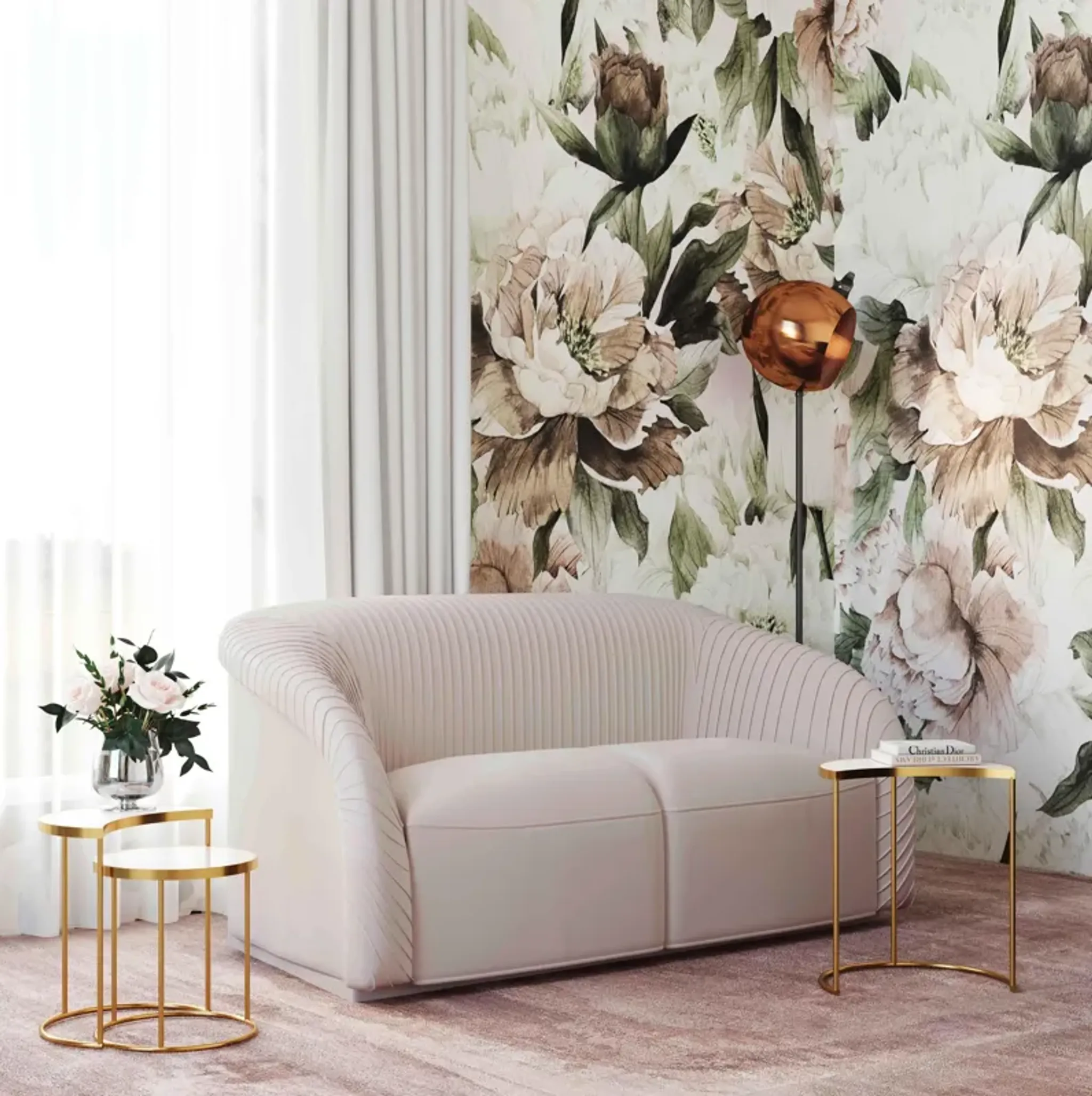 Yara 70" Pleated Performance Velvet Loveseat | Furniture.com