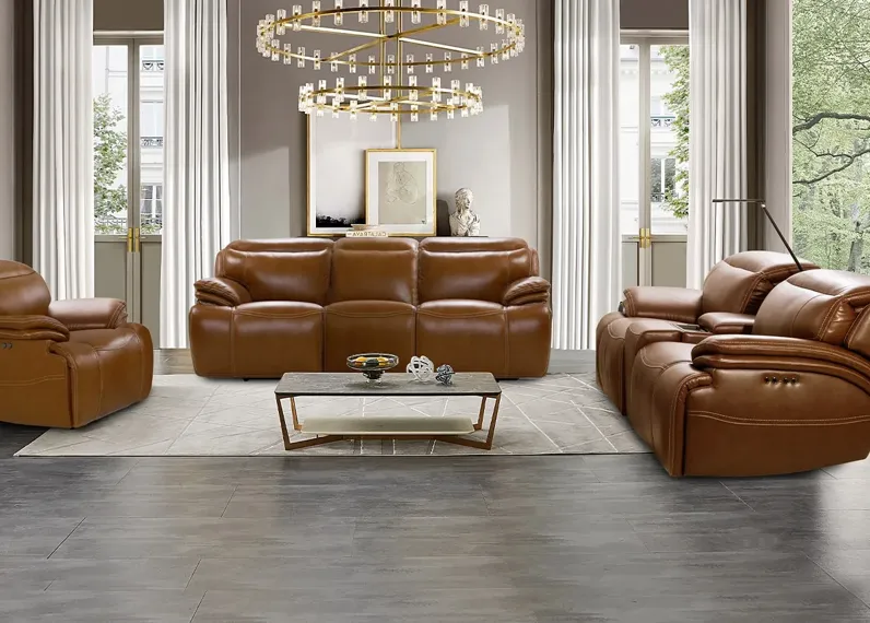 Isaac Brown Leather Zero Gravity Power Reclining Sofa W/ Power ...