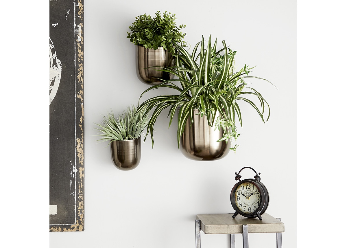 Set of 3 Santoya Black Wall Planters