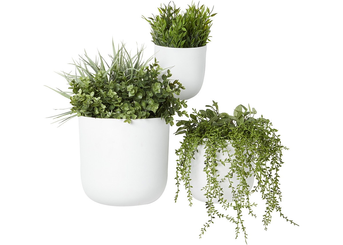 Set of 3 Santoya White Wall Planters
