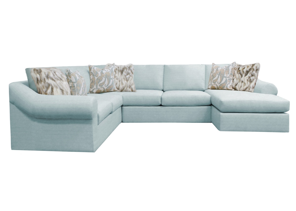 Cascade Blue 3 Pc. Sectional W/ Armless Loveseat & Chaise